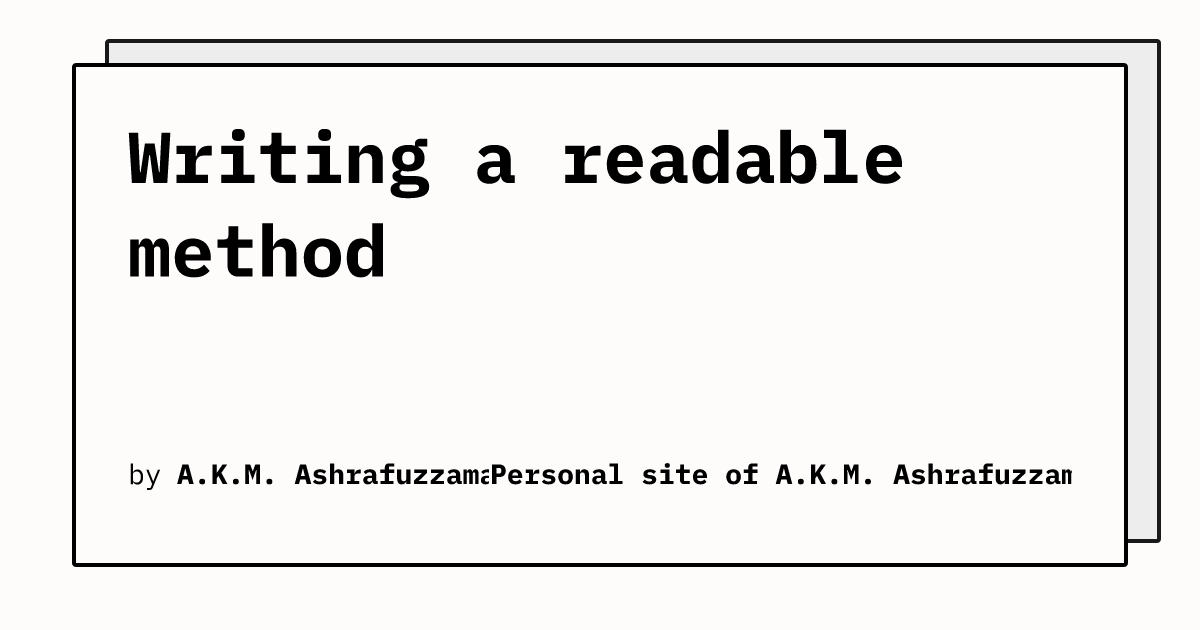 Writing A Readable Method